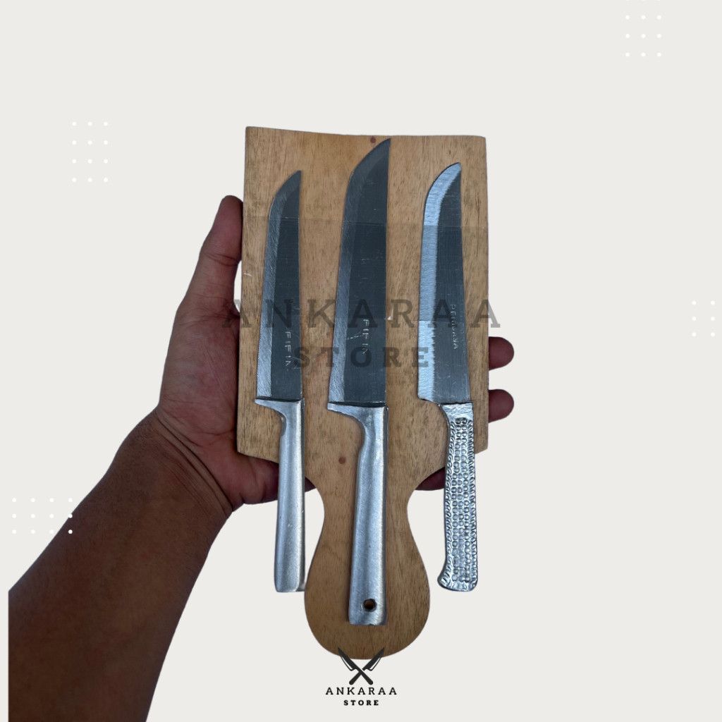 Jual Pisau Set Talenan Isi 3 Nium Bonus Talenan / Set Pisau Tajam Anti ...
