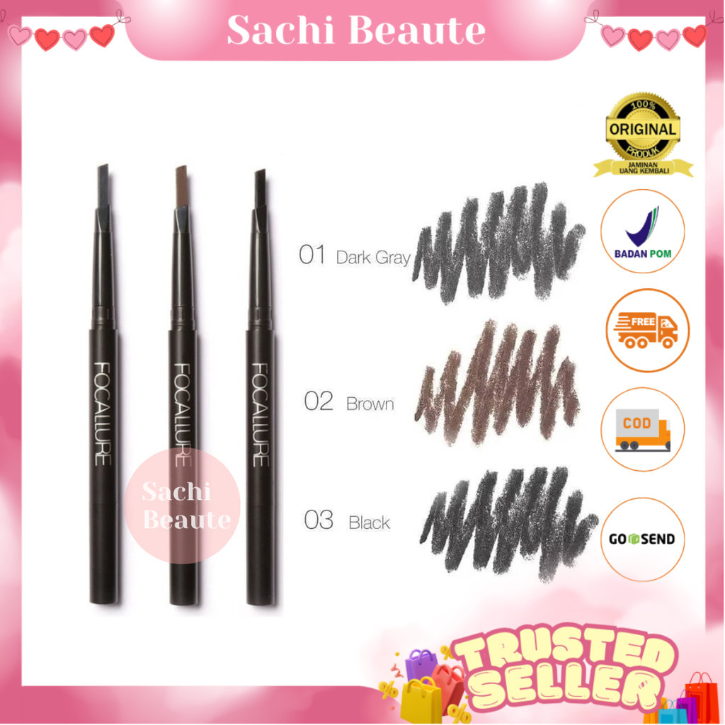 Jual FOCALLURE Waterproof Long-Lasting Eyebrow Pencil - 3 Colours ...