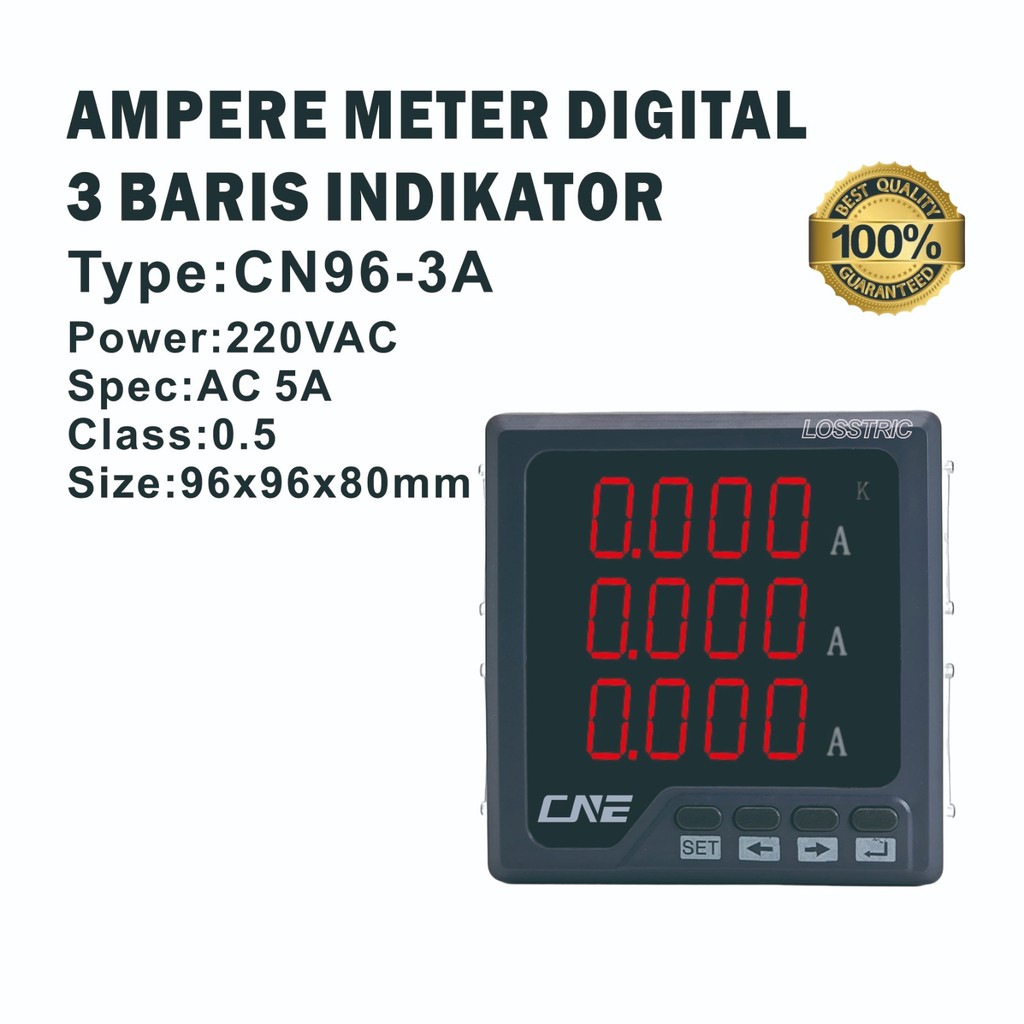 Jual Ampere Meter Digital 96x96mm 3 Phase Current Meter Power Meter ...