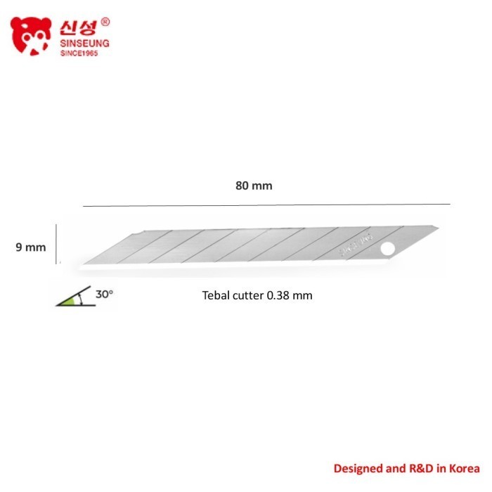Jual Isi cutter kecil 9 mm 30 derajat S301 SINSEUNG Cutter Blade 9mm (10 pcs per tube) | Shopee ...