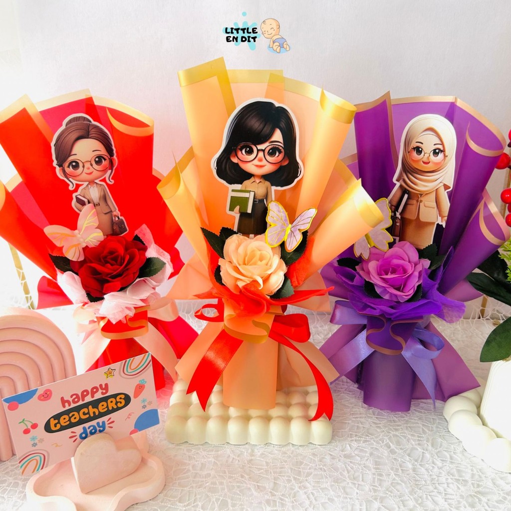 Jual Poohstation BK08 Buket Hari Guru/ Bucket Bouquet Hari Guru/ Bunga ...