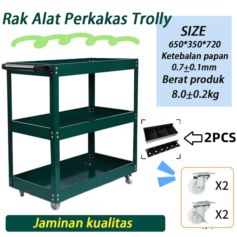 Jual Troli Bengkel Rak 3 Susun Trolly Besi Trolley Gerobak Alat ...
