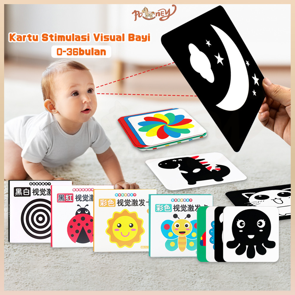 Jual Poney 0-36 Month Mainan Kartu Stimulasi Visual Bayi Montessori ...