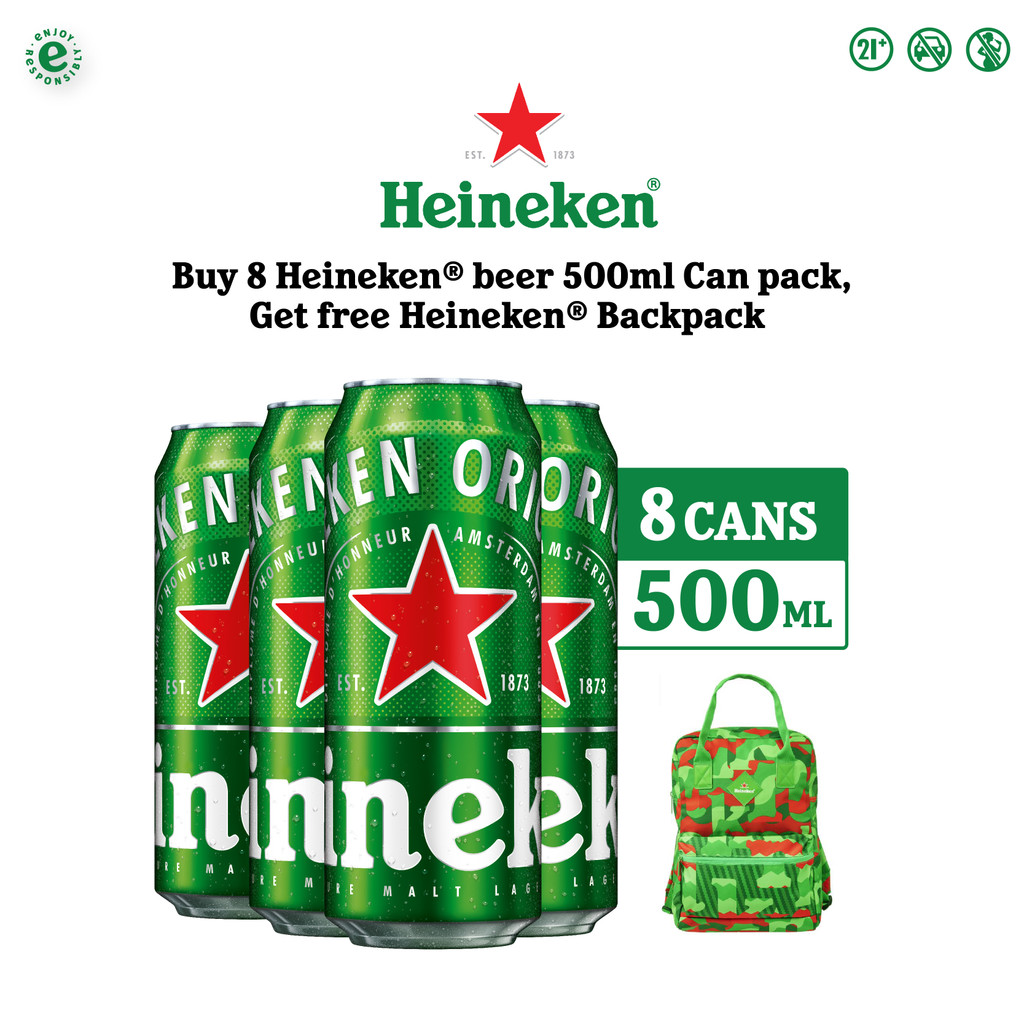 Jual Heineken Beer 500ml Can 8 Pack + Backpack | Shopee Indonesia