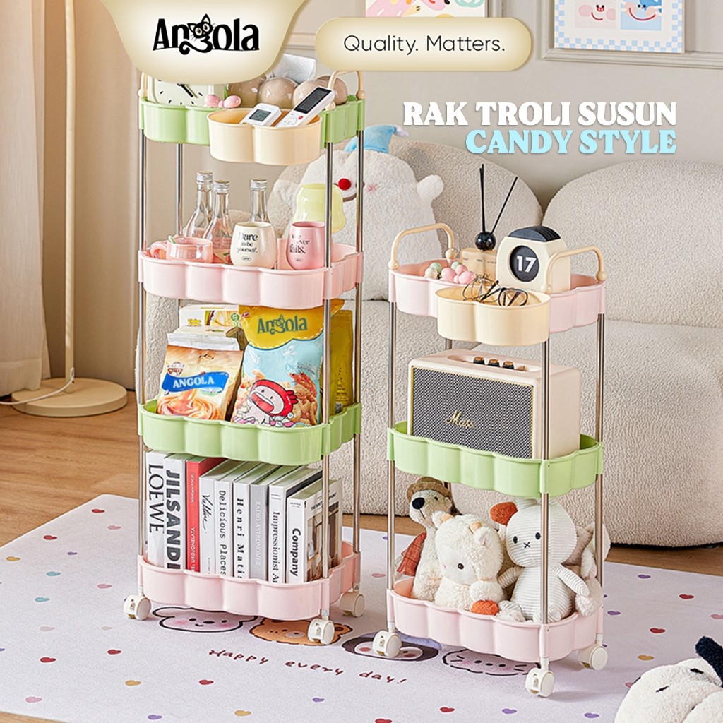 Jual Angola Rak Troli Susun C03-C05 Rak Serbaguna 4 Tingkat Dengan Roda/Rak Dapur Rak Toilet Rak ...