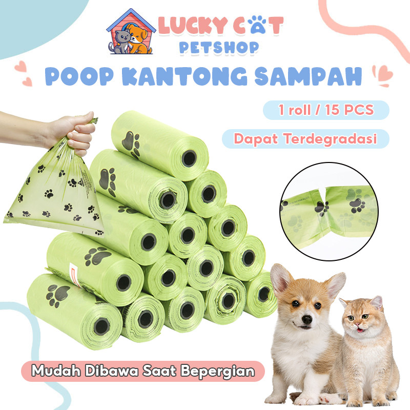Jual Kantong Sampah Kucing Poop Bag Anjing Menebal 15pcs/roll Pet Waste ...