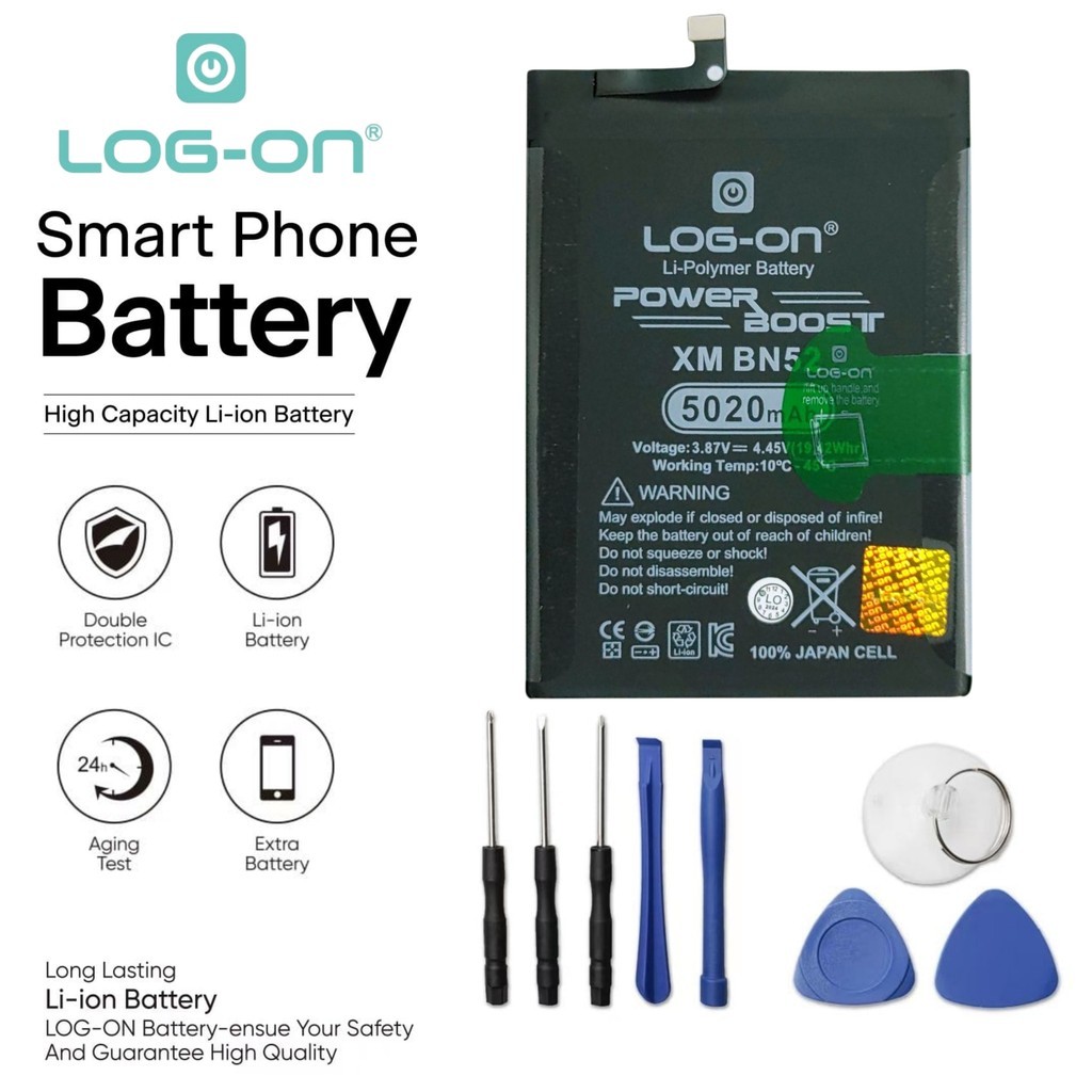 Jual Baterai Log On BN52 Untuk Xiaomi Redmi Note 9 Pro Max BN-52 Power ...