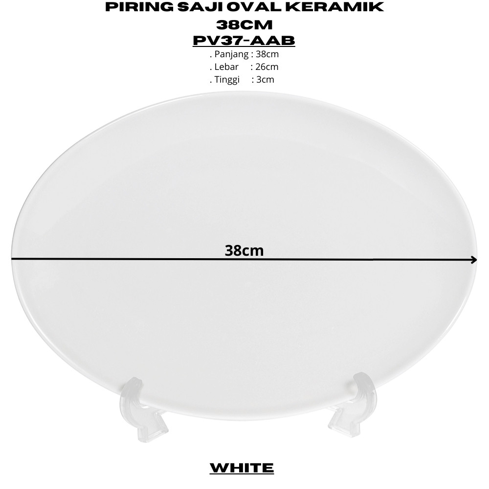 Jual Piring Oval / Piring Saji Oval Keramik 38CM (1PCS) Polos By Indo ...