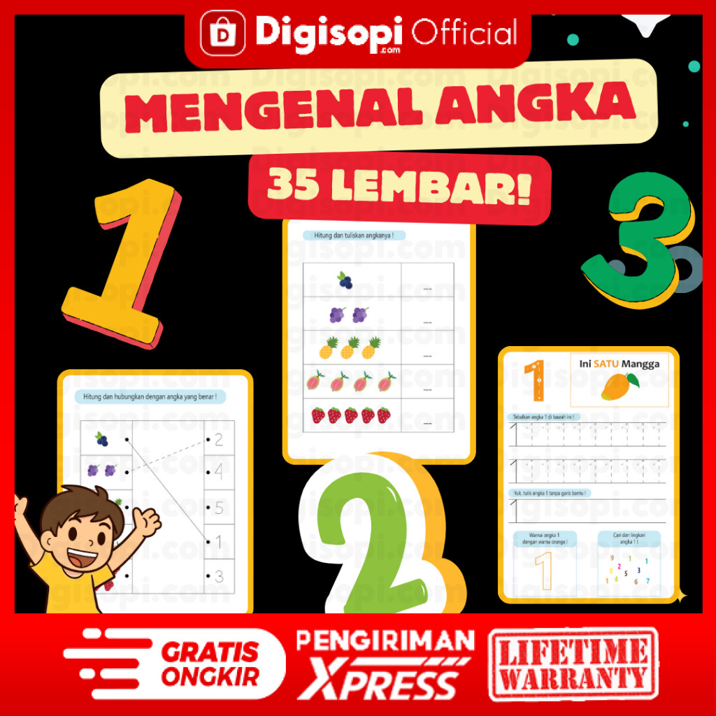 Jual 35 Lembar Worksheet Mengenal Angka Printable Worksheet TK | Shopee ...