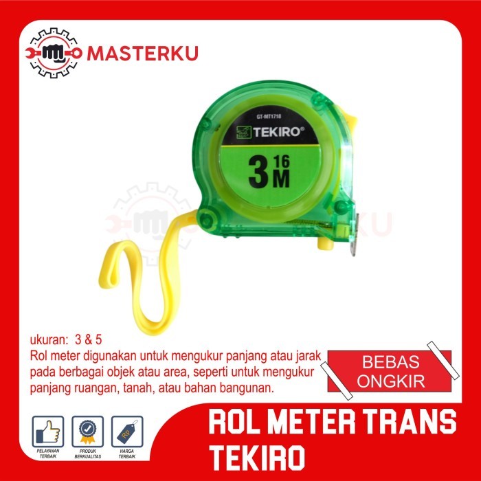 Jual Rol Meter Trans Tekiro / Roll Meter Karet / Roll Pengukur Karet ...