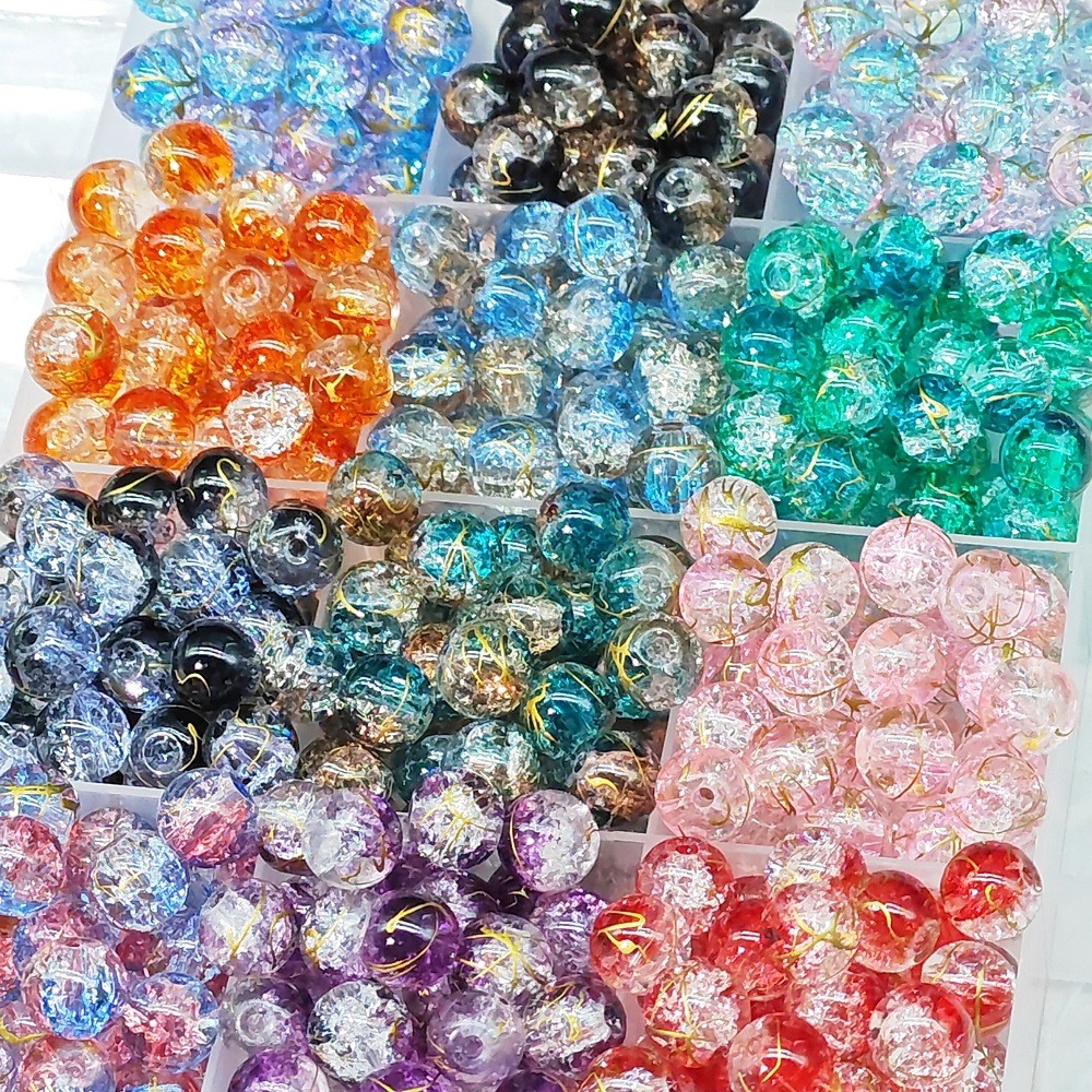 Jual 50pcs Manik Kaca Retak Es 8mm - Bahan DIY Kalung Gelang, Manik ...