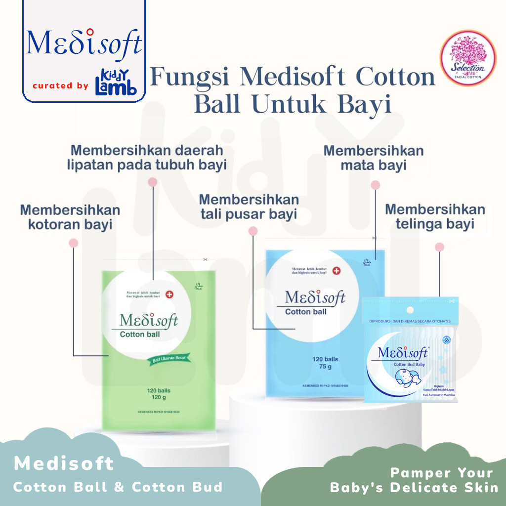 Jual Medisoft Cotton Balls 120 Balls / Biru dan Hijau & Medisoft Cotton ...