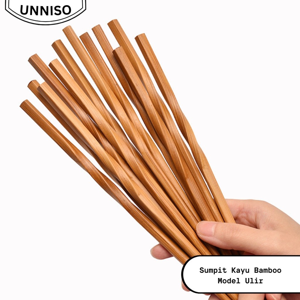 Jual UNNISO - Sumpit Kayu Bambo Model Ulir | Shopee Indonesia