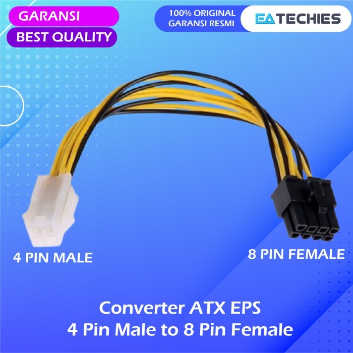 Jual Kabel Converter ATX EPS 4 Pin Male to 8 Pin Female 20cm - 4 pin ke 8 pin Motherboard ...