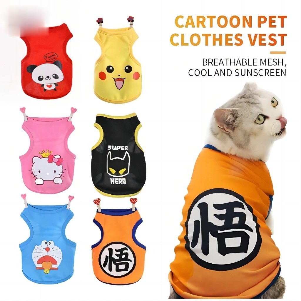 Jual Pakaian Kucing Lucu Anjing Tshirt Kartun Kelinci Baju Musim Panas ...