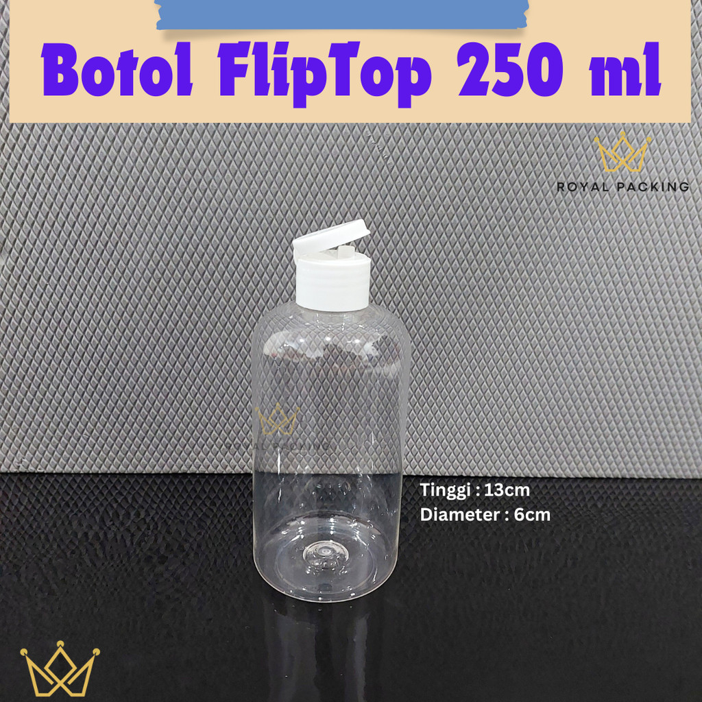 Jual [RP] Botol Flip Top 250 ml Bening / Botol Plastik Fliptop 250ml / Botol Isi Ulang Lotion ...
