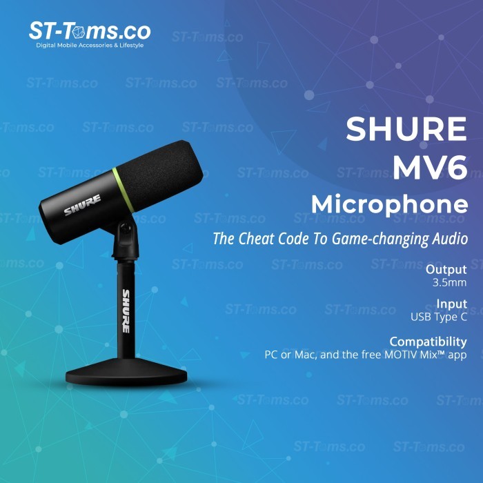 Jual Shure MV6 / MV 6 USB Gaming Microphone Dynamic USB C For Gaming ...