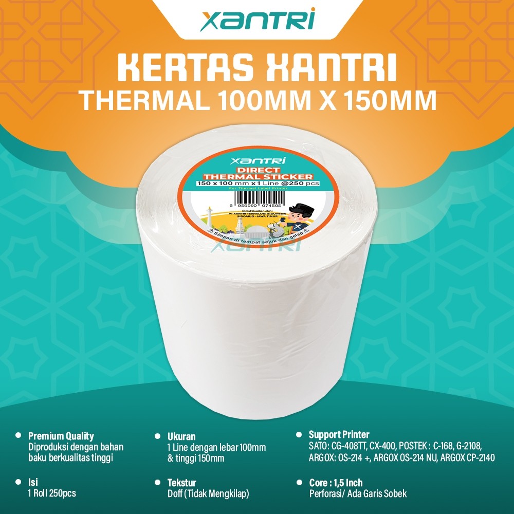 Jual Xantri - Kertas Sticker Thermal Resi Label Barcode 78mm x 100mm ...