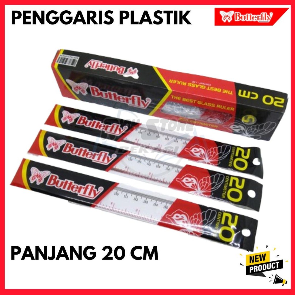 Jual PENGGARIS PLASTIK MERK BUTTERFLY 20CM HARGA 1 PCS PENGGARIS ...
