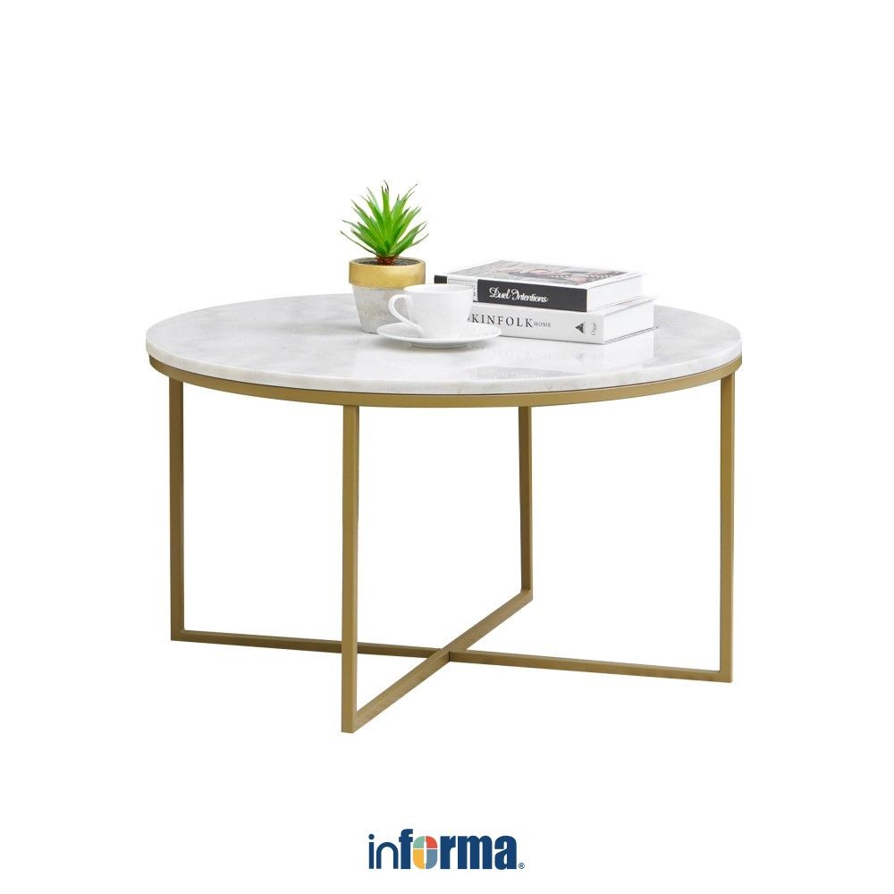 Jual Informa Alisma Meja Tamu Putih Coffee Table Meja Ruang Tamu Serbaguna Meja Sofa Bundar Furniture Rumah Aesthetic Shopee Indonesia