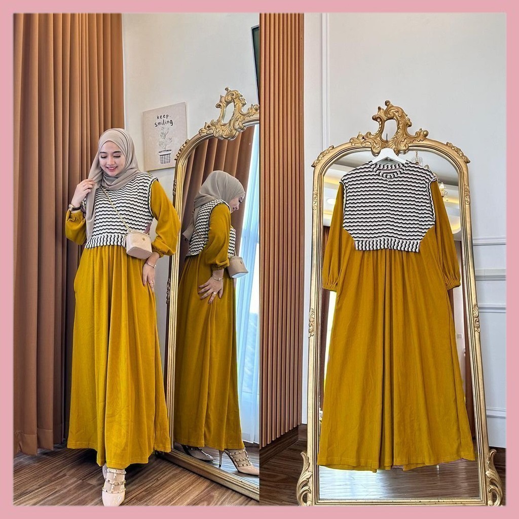 Jual Flovera - Clara Dress Gamis Muslim Wanita Knitt Premium All Size ...