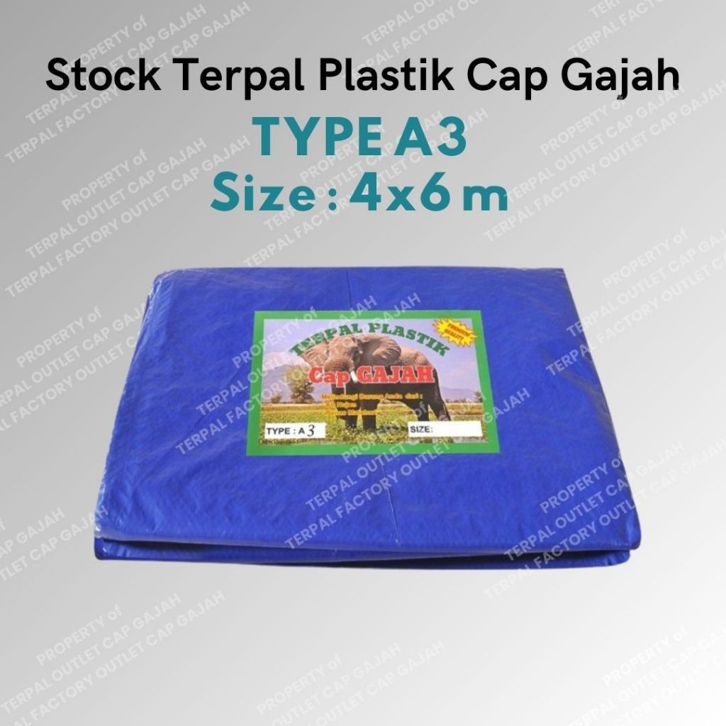 Jual LP09OK90 TERPAL PLASTIK CAP GAJAH A3 UKURAN 4x6 METER | Shopee ...
