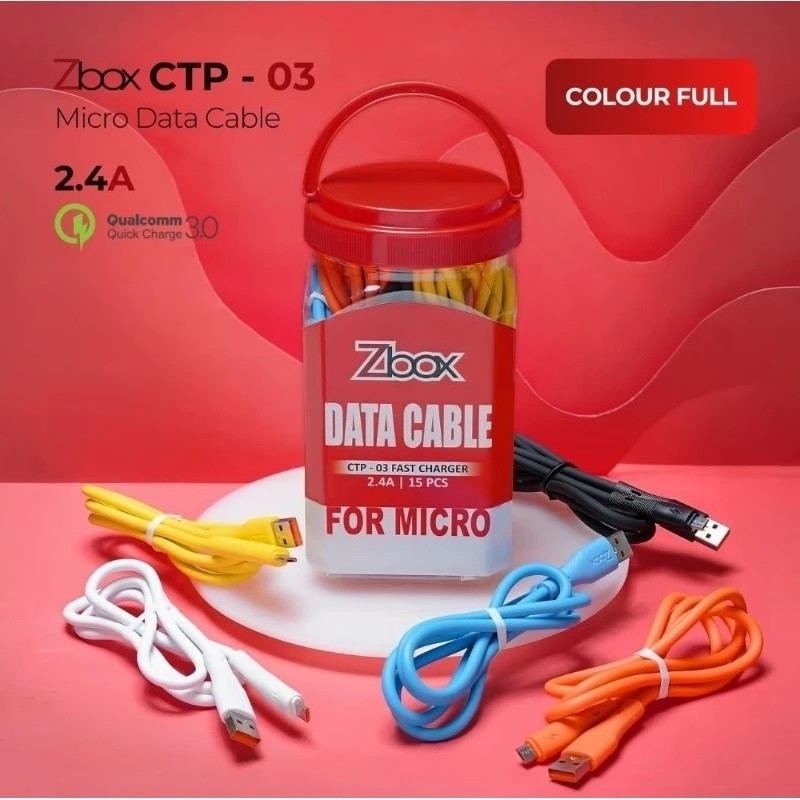 Jual Kabel Data Zbox CTP-03 Colour Full Fast Charging 2.4A CTP03 USB Micro Type C [1 TOPLES ISI ...