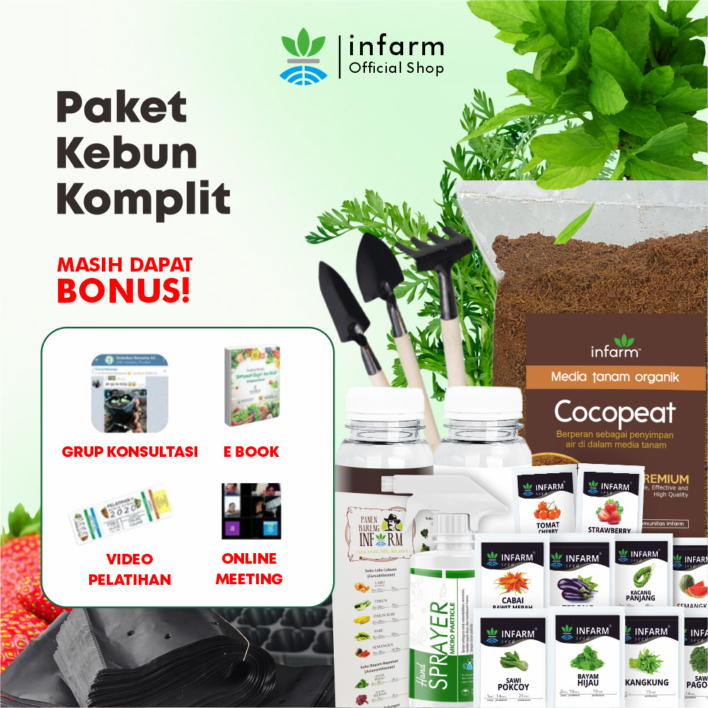 Jual INFARM - Paket Kebun Rumah Komplit Peralatan Berkebun 10 Benih Sayuran Buah Cocopeat Tray ...