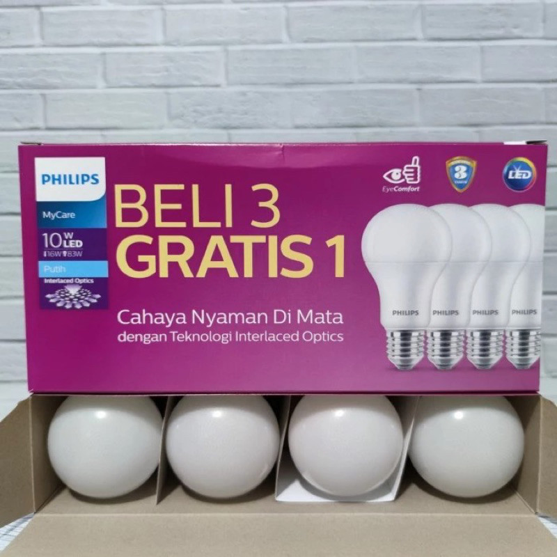 Jual Paket Isi 4 Promo Lampu Led Philips 10w Mycare Multipack Led 10 Watt | Shopee Indonesia