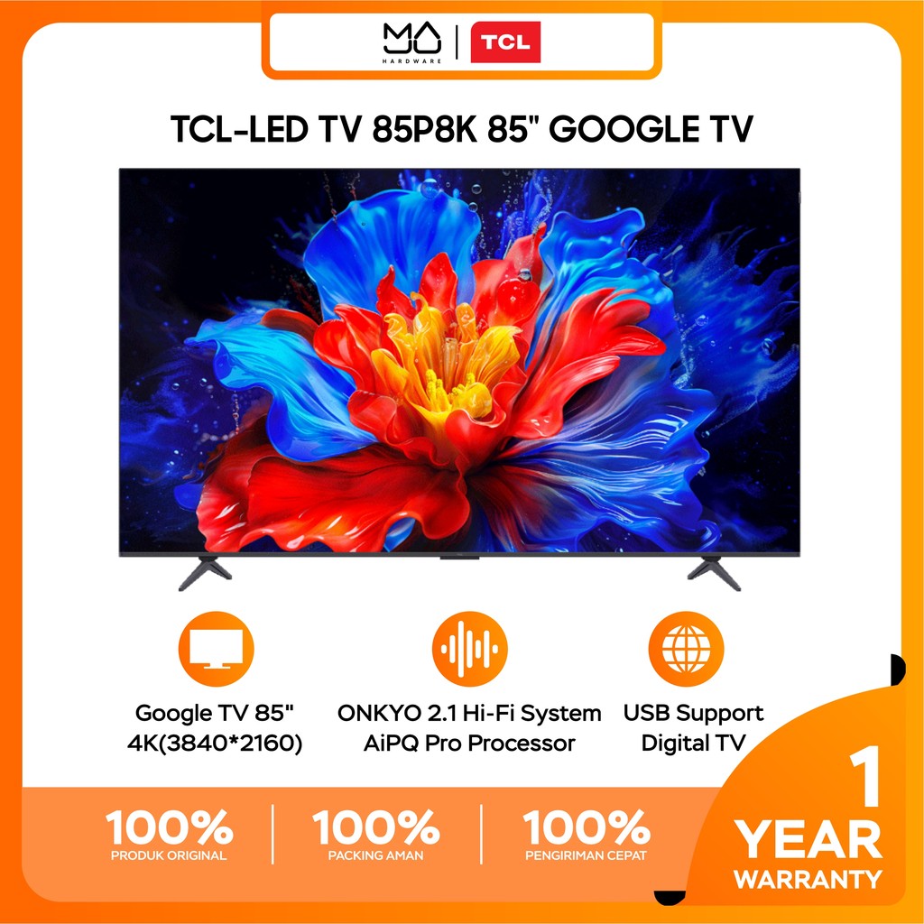 Jual TCL 85P8K - P8K QLED 4K UHD Smart Google TV 85 Inch - HVA Panel Screen - HDR 10+ - Garansi ...