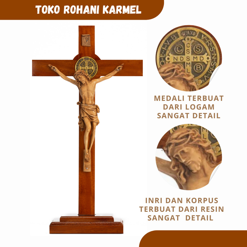 Jual SALIB DUDUK BENEDIKTUS 40CM / SALIB KATOLIK / SALIB MEJA ALTAR ...