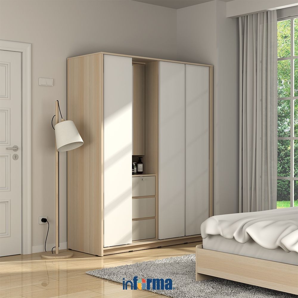 Jual Informa Paxton Lemari Pakaian 4 Pintu - Putih Wardrobe Storage ...