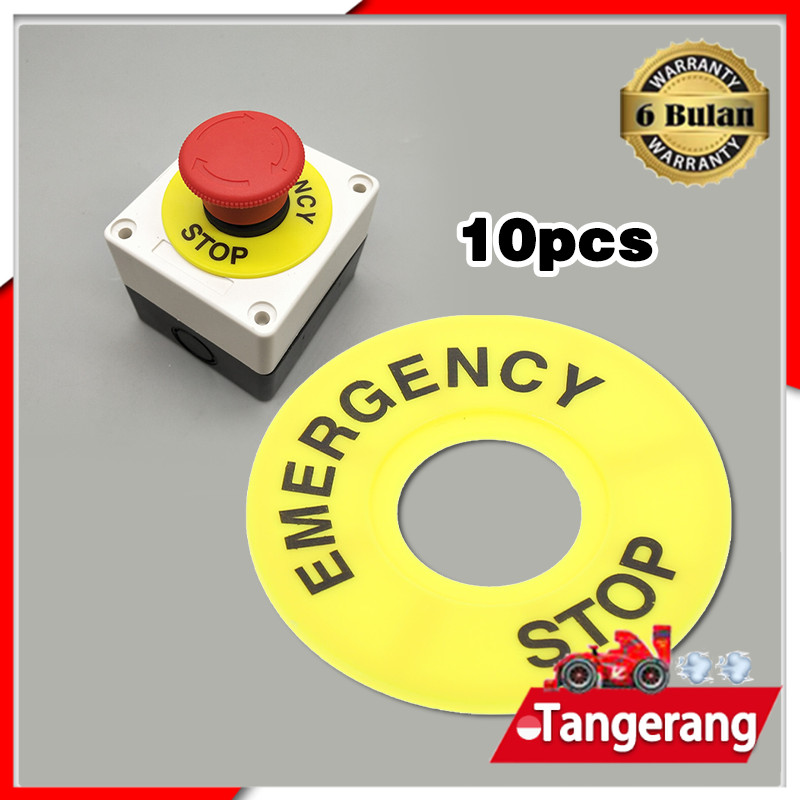 Jual 10pcs Name Plate for Push Button Emergency Stop 60 mm/22 mm ...