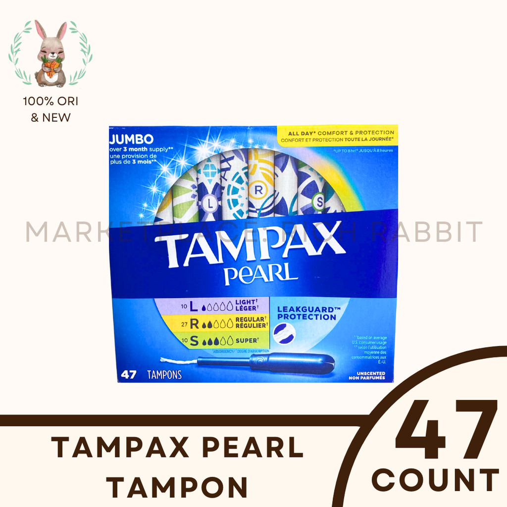 Jual Tampon Tampax Pearl Jumbo 47 pcs Triple Pack NON Parfumes Tampons ...