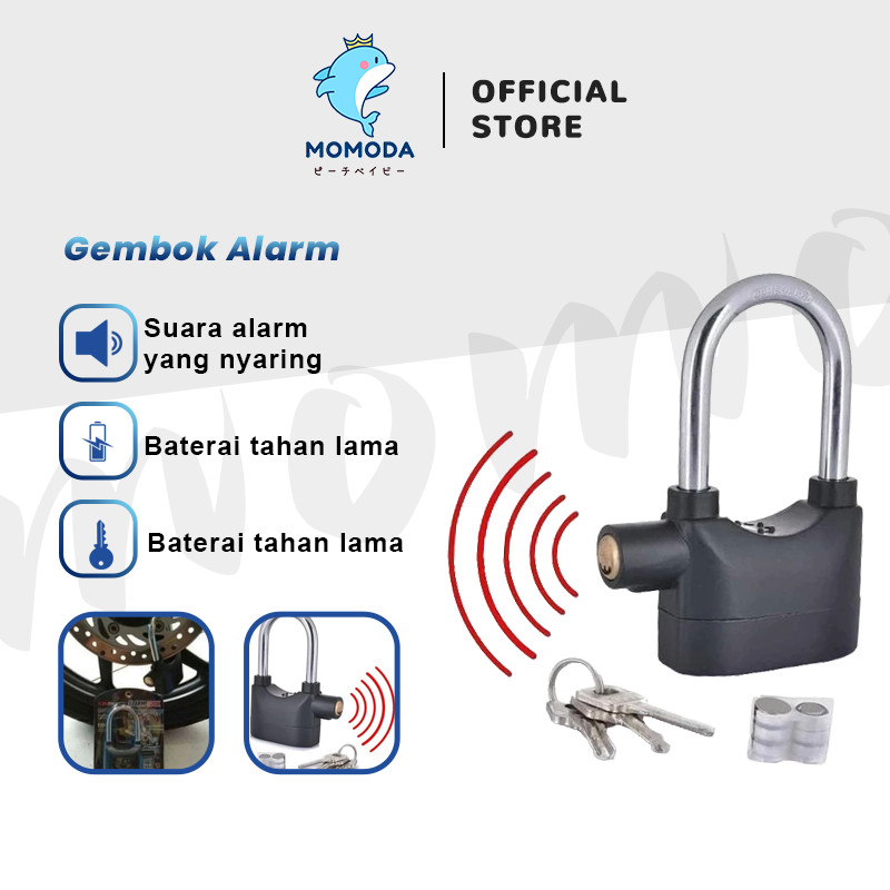 Jual Momoda Gembok Alarm Suara Anti Maling Kunci pengaman motor/Gembok ...