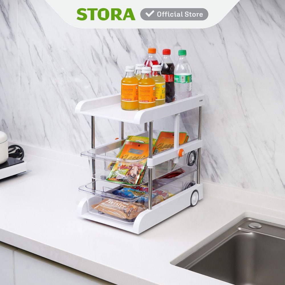 Jual Stora Rak Dapur 2 Tingkat Stretchable Organizer Penyimpanan Toples ...