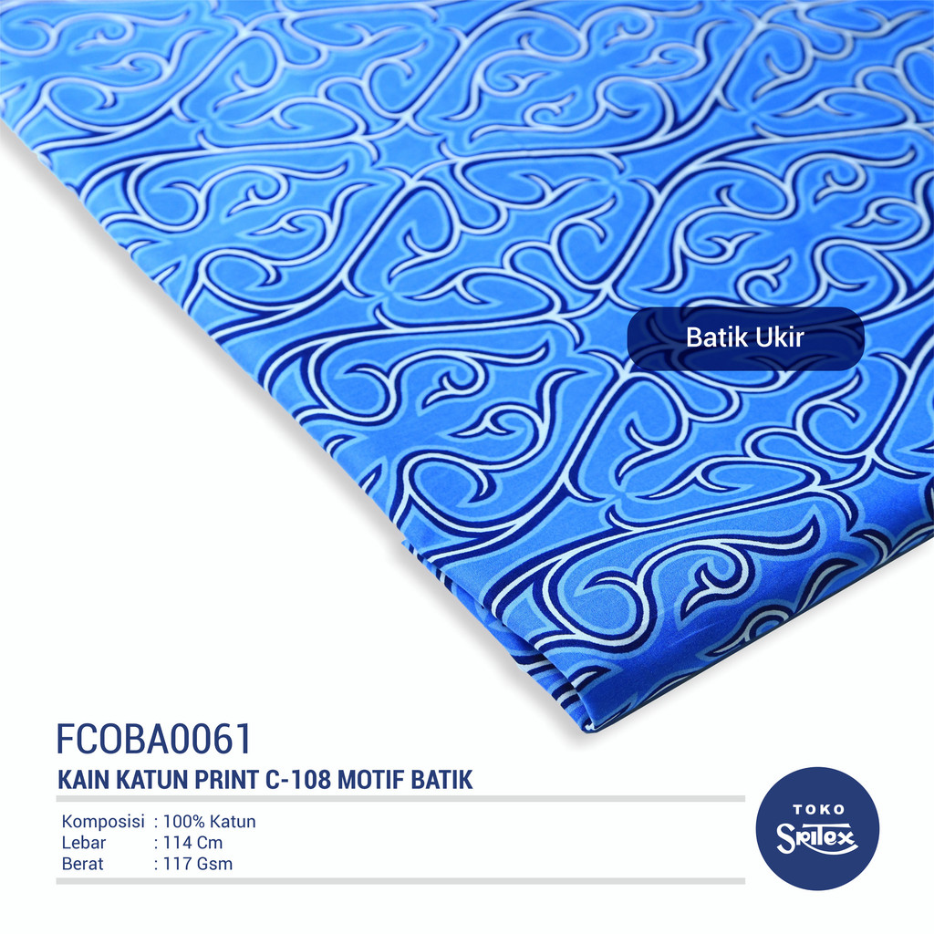 Jual Toko Sritex Kain Katun Print Batik Ukir Premium Ekspor, C108 ...
