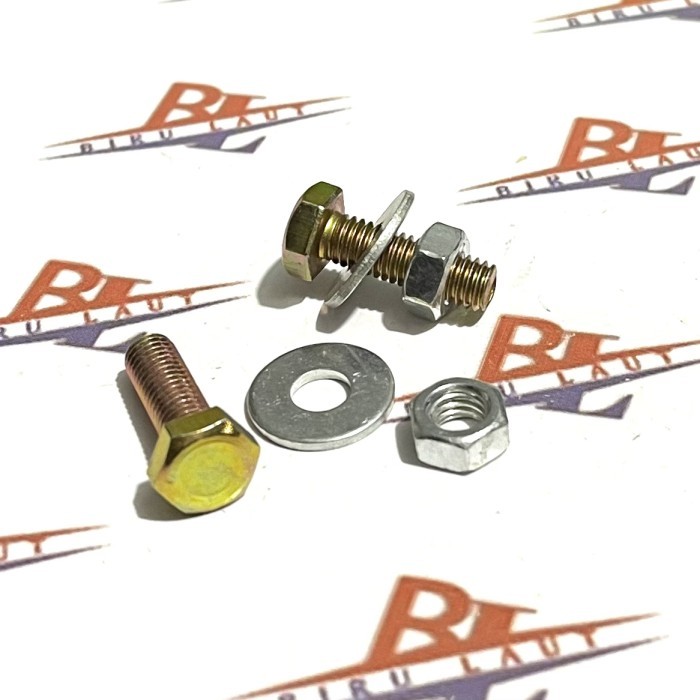 Jual (Paket isi 20 Set) Baut 10 Panjang 20mm/ Baut Hexagon M6x20 + Mur + Ring Plat | Shopee ...