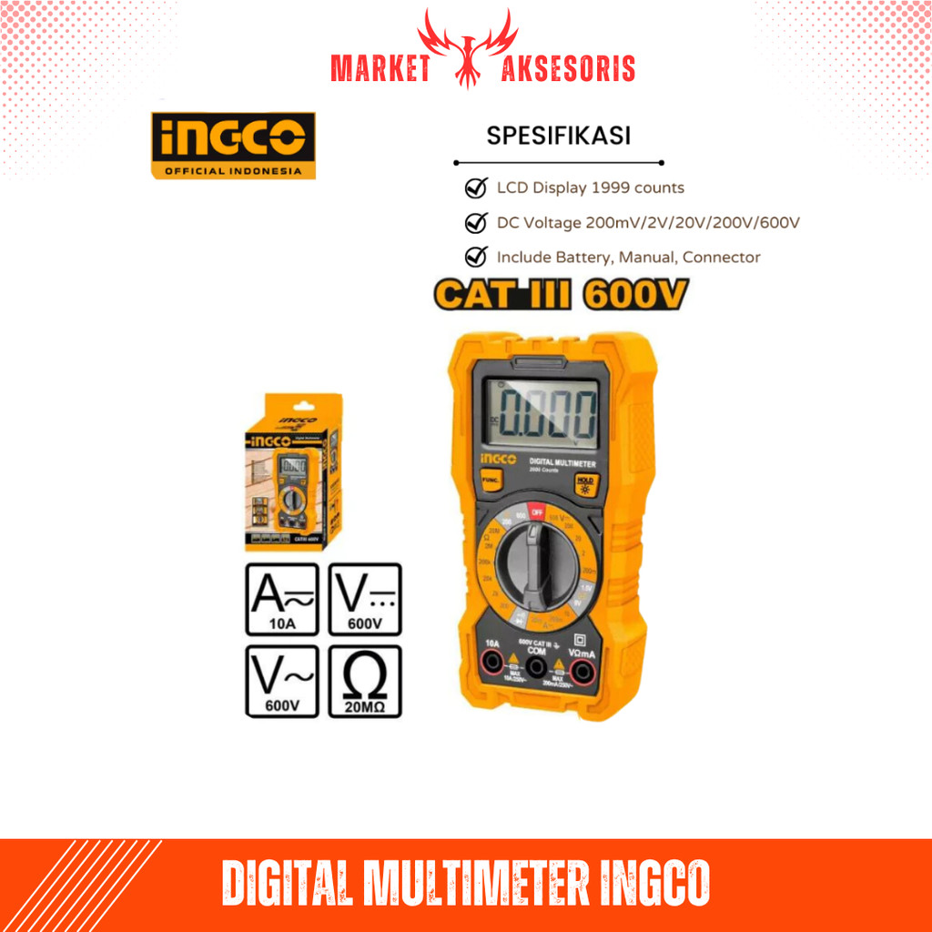 Jual MARKET AKSESORIS Multimeter Digital Avometer INGCO DM2002 ...
