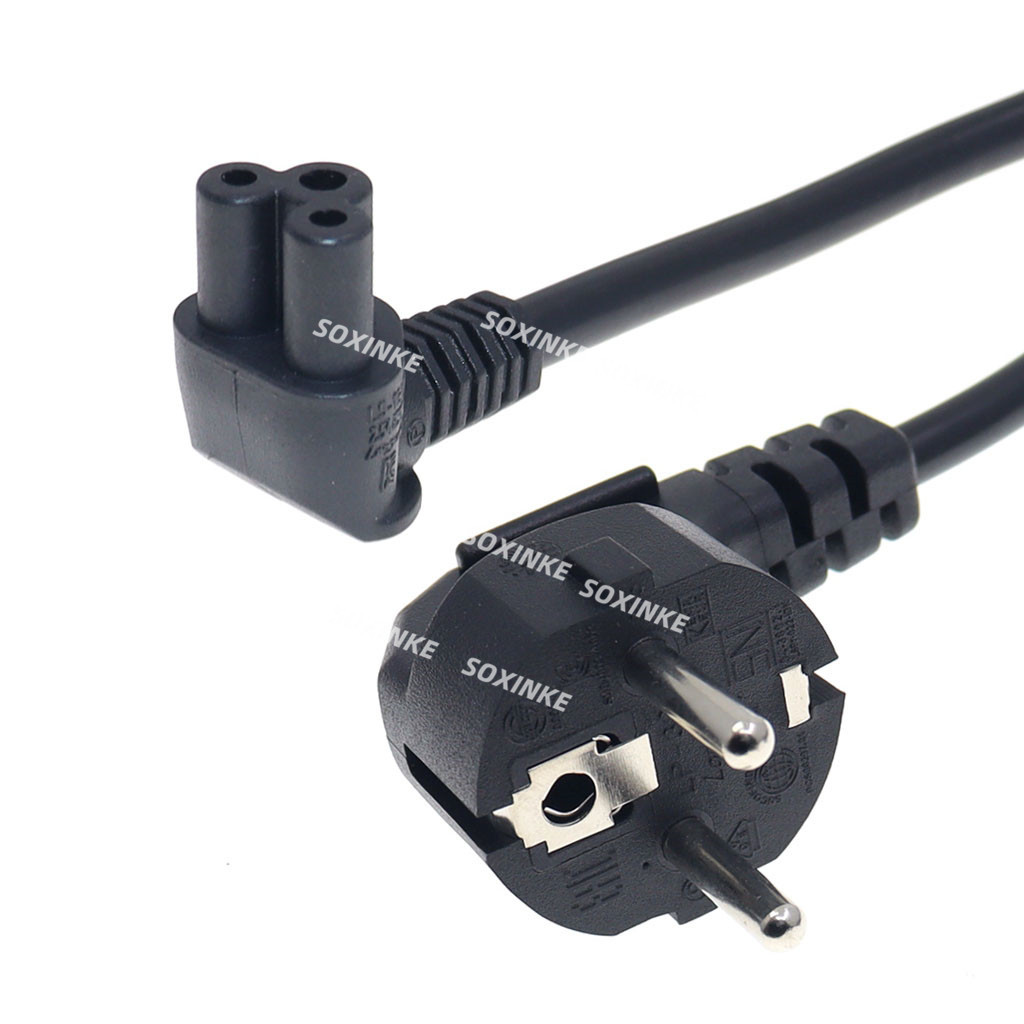 Jual IEC-320-C5 90 Degree Angle Adapter to EU France Plug Cable Leader European Notebook Air ...