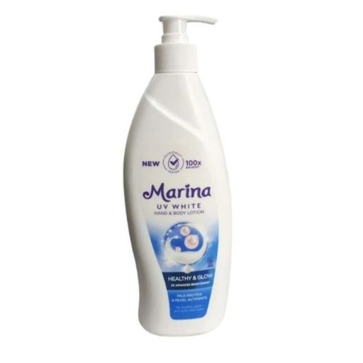 Jual MARINA UV WHITE HEALTHY AND GLOW BODY LOTION 350ML PUMP | Shopee ...
