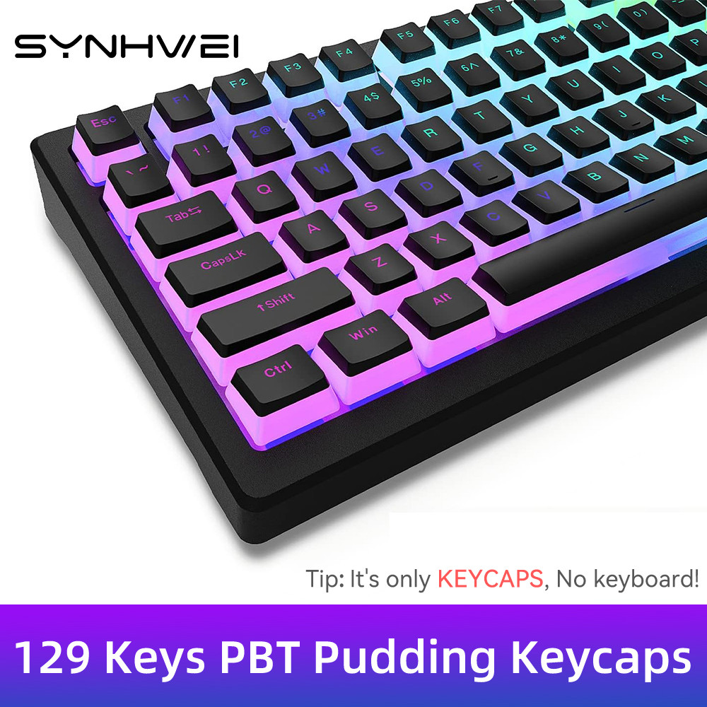 Jual Pudding PBT Keycaps 129 Keys Double Shot Translucent for 60% 80% ...