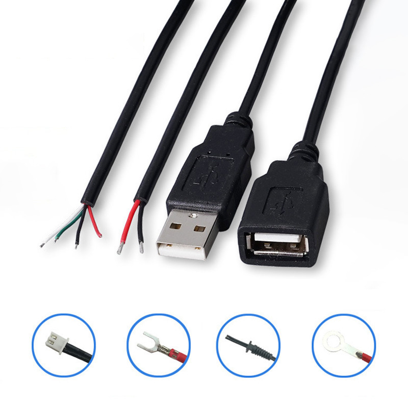 Jual 0.3m/1m/2m Power Supply Cable 2 Pin USB 2.0 A Female Male 4 Pin ...