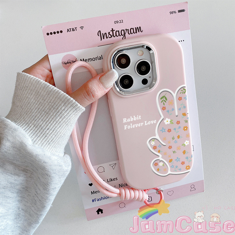 Jual 【Jam Case】case iPhone 14 kelinci bunga Casing ponsel cocok untuk ...