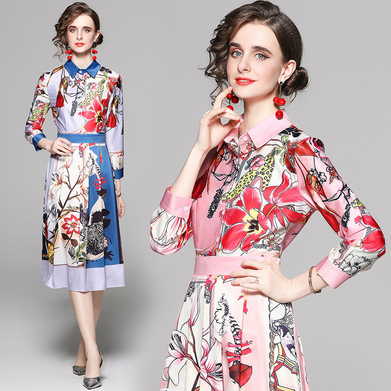 Jual Fashion Gaya Eropa Gaun Cetak Semua Cocok/Pakaian Wanita Fashion ...