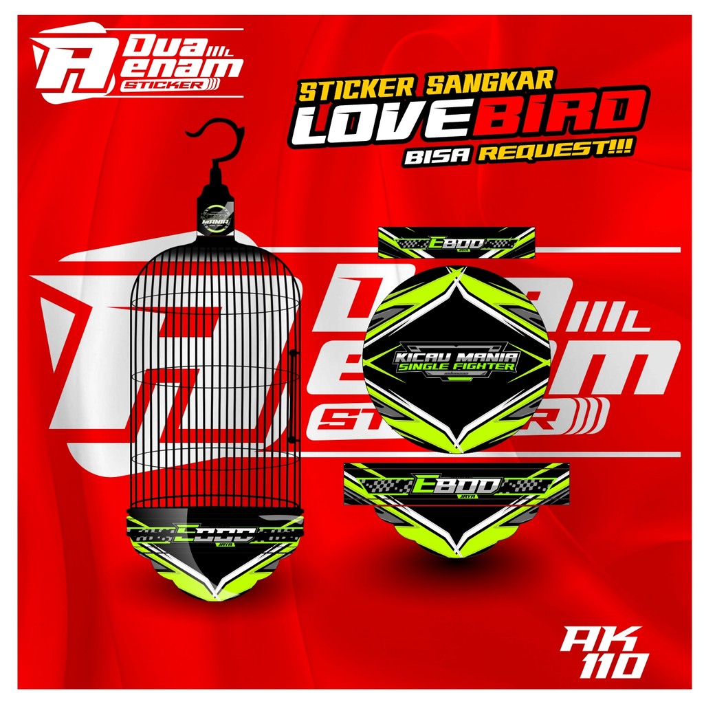 Jual Stiker Decal sangkar Burung Lovebird Decal Tebok Love Bird Kandang ...