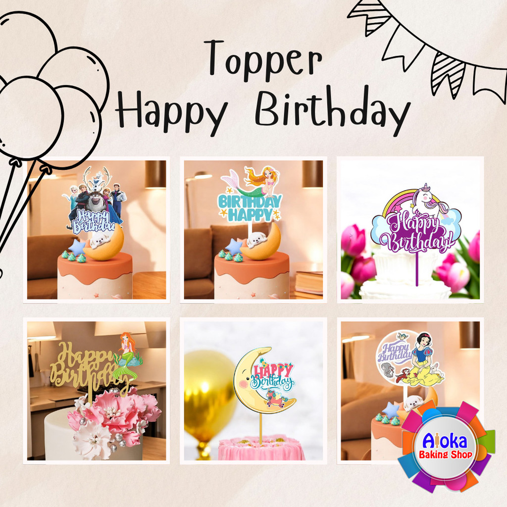 Jual Topper Happy Birthday Anak Tema Kartun Lucu - Dekorasi Kue Ulang ...