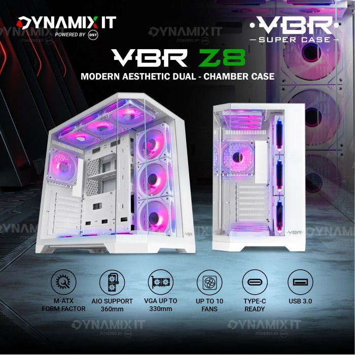 Jual VBR Z8 Dual Chamber Tempered Glass Micro ATX Gaming Case - Z-8 ...