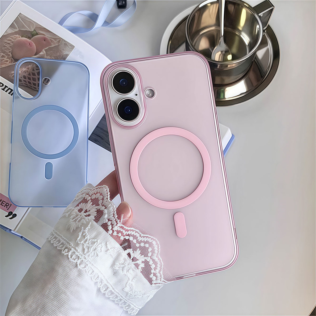 Jual [ For iphone 16 Pink Case ] Premium Matte Magnetic Hard Casing for ...