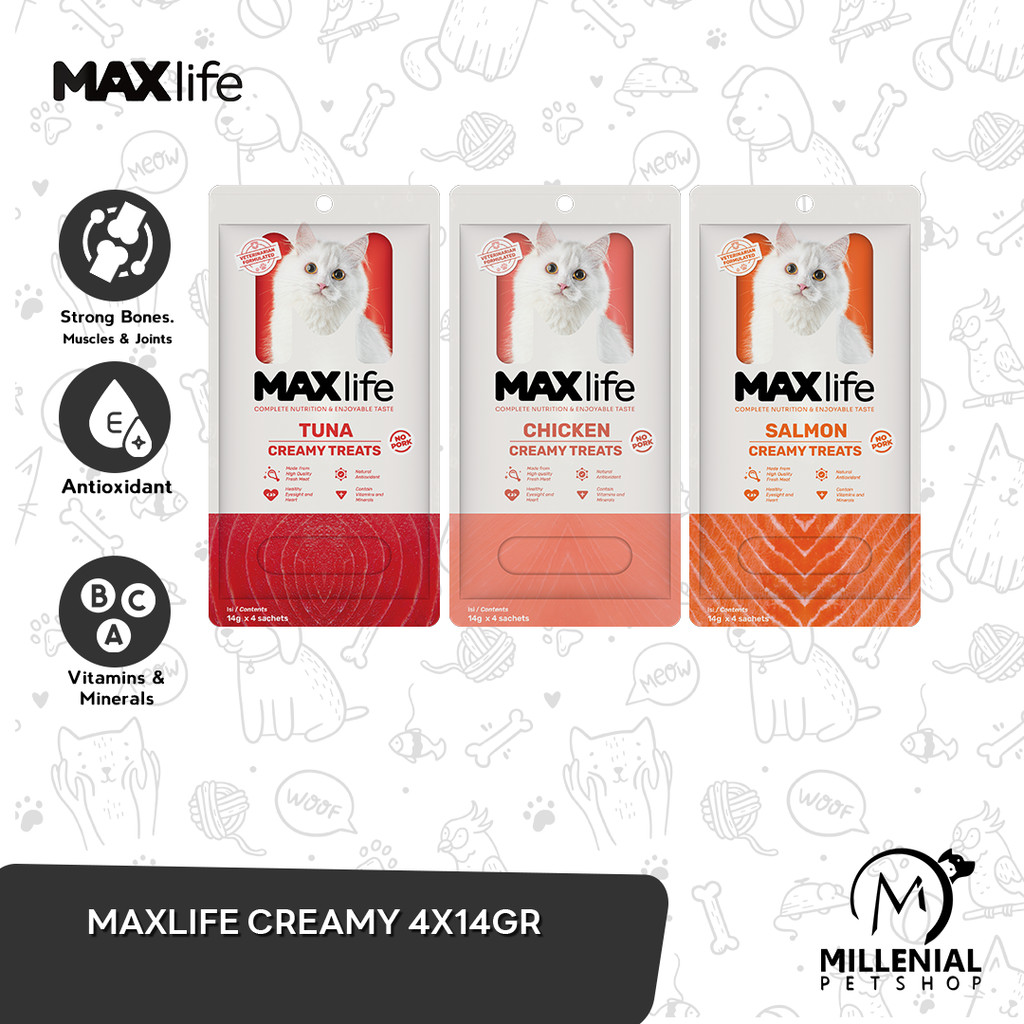 Jual Maxlife Cat Creamy Treats Snack Cemilan Kucing 14gr x 4 | Shopee ...